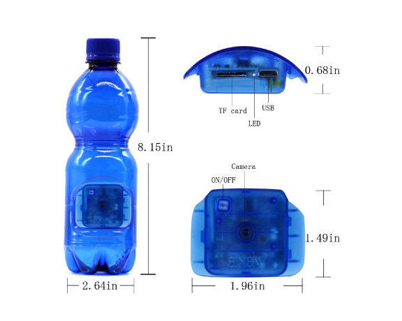 WEKE Hidden Spy Camera, 1080P HD Blue Bottle Portable Camera with ...